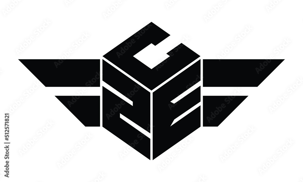 CZE three letter gaming logo in polygon cube shape logo design vector ...