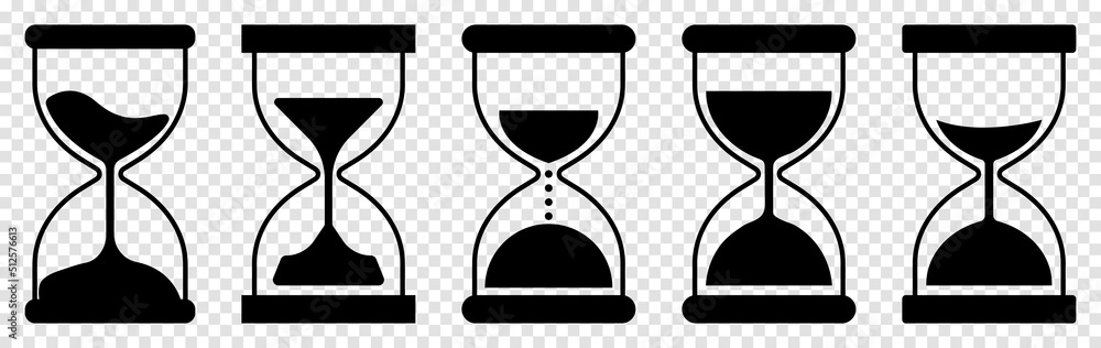 Set of sand clocks. Vector illustration isolated on transparent background Stock Vector | Adobe ...