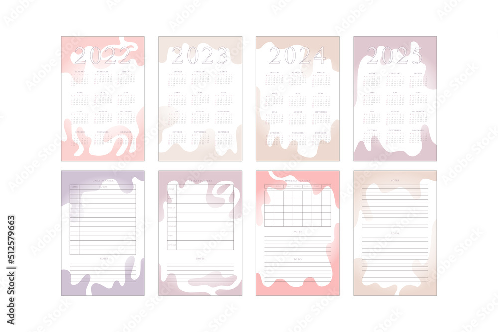 2022 2023 2024 2025 calendar and daily weekly monthly planner to do ...