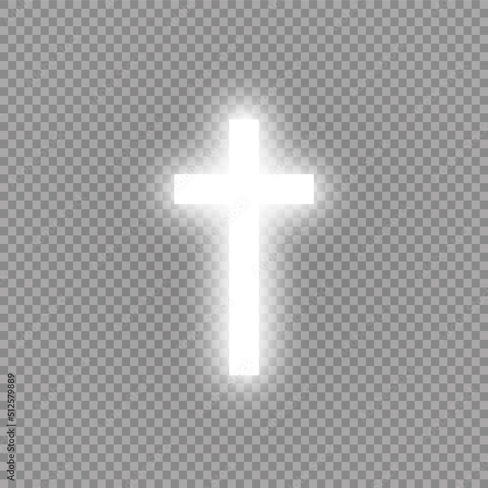 Shining white cross and sunlight special lens flare light effect on ...