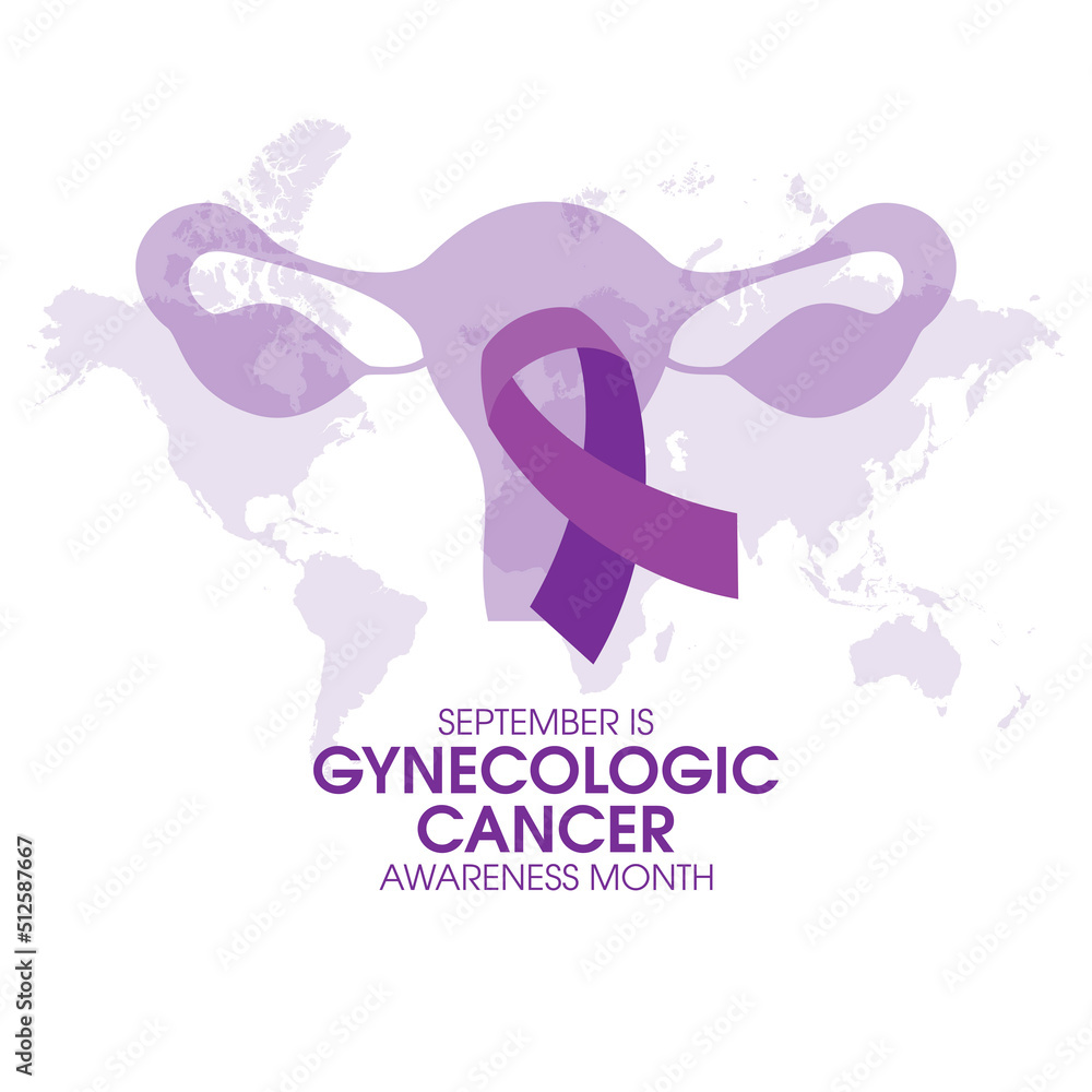 September is Gynecologic Cancer Awareness Month vector. Purple ...