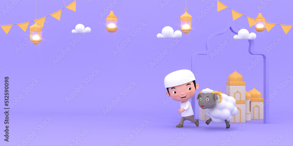 Eid al-Adha official holidays which are celebrated within Islam. 3d ...