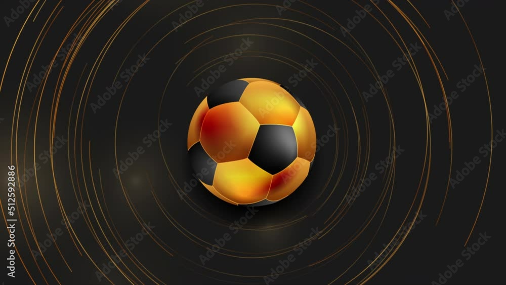Luxury sport background with golden linear circles and soccer ball ...