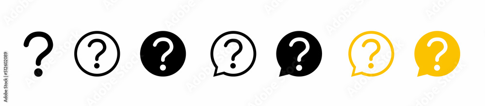 Question mark icon set. Message box with question mark icon. Button ...