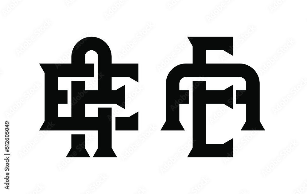 Monogram Initial letter E and A, E A, AE , overlapping interlock ...