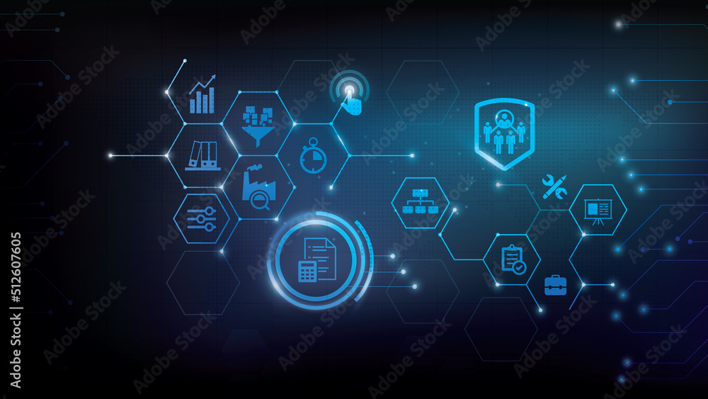 Operations management vector illustration. Blue concept related to ...