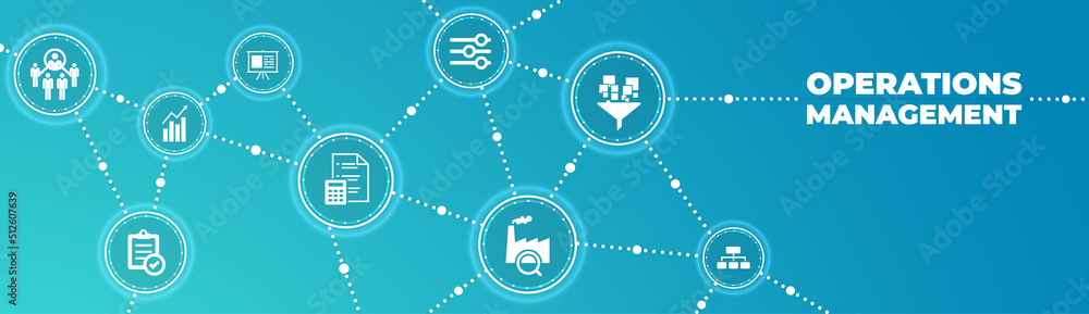 Operations management vector illustration. Blue concept related to ...