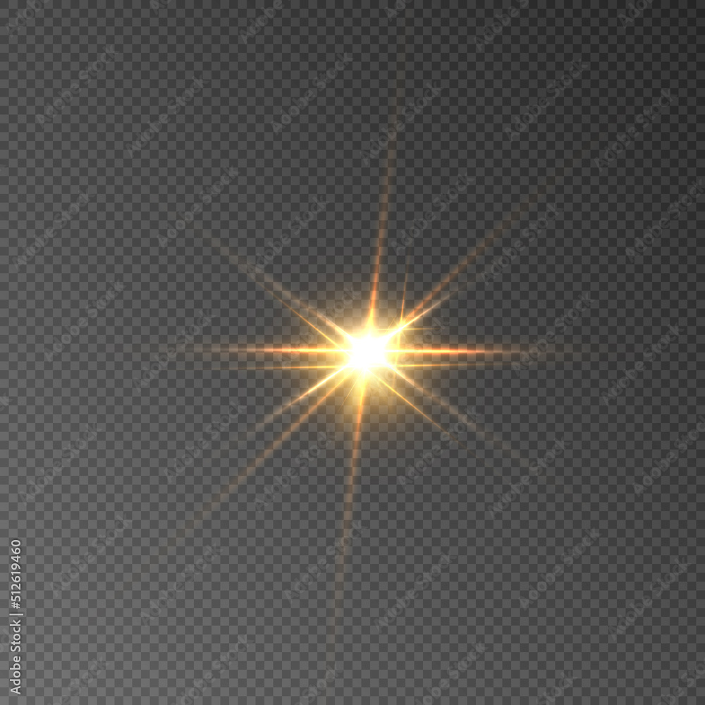 Light gold star png. Light sunshine. Light burst of bright light effect ...