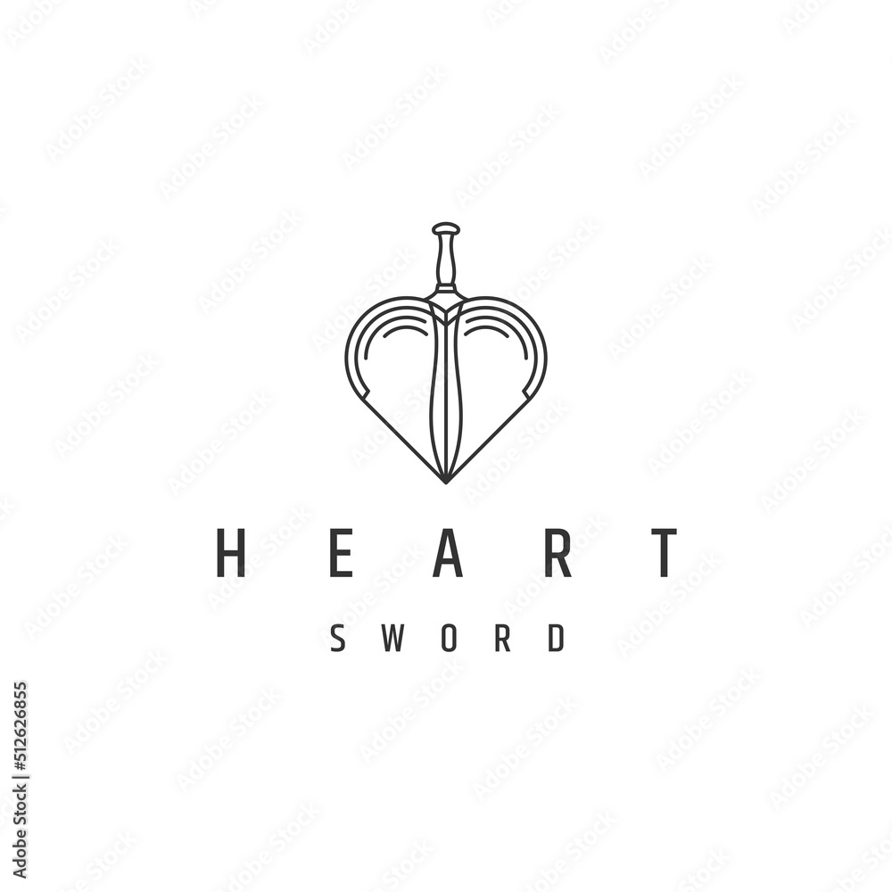 Love sword line logo icon design template flat vector Stock Vector ...