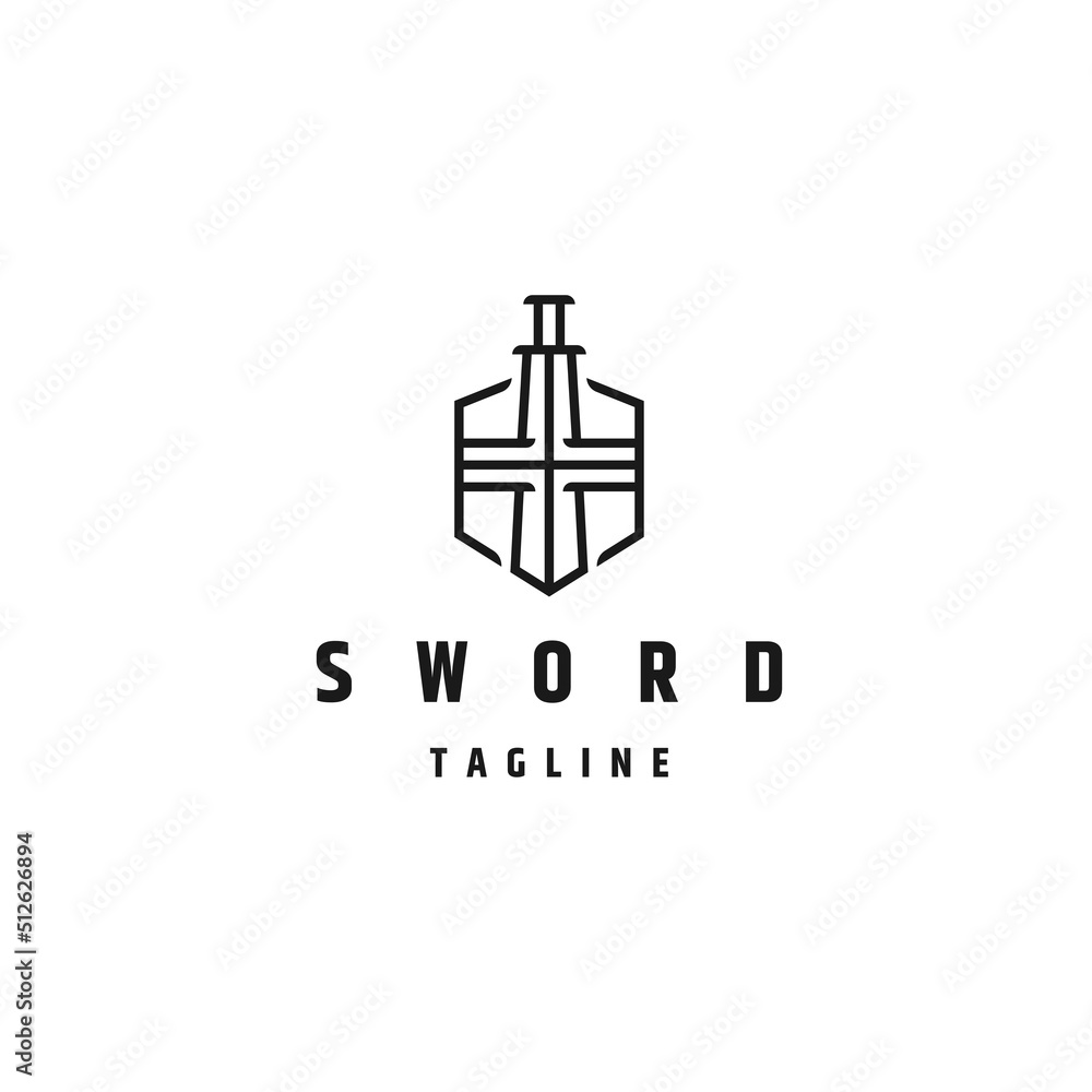 Sword logo icon design template flat vector Stock Vector | Adobe Stock