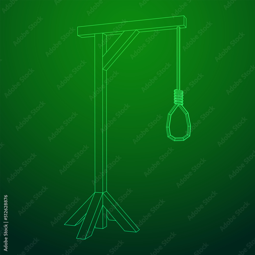 Gallows with Hanging rope. Place of execution in the Middle Ages Stock ...