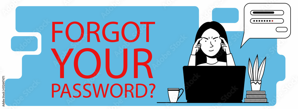 The woman forgot her personal details. People is holding his head. web ...