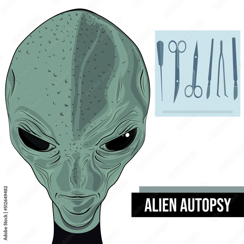 Alien autopsy, operating instruments, operating table. Stock Vector ...