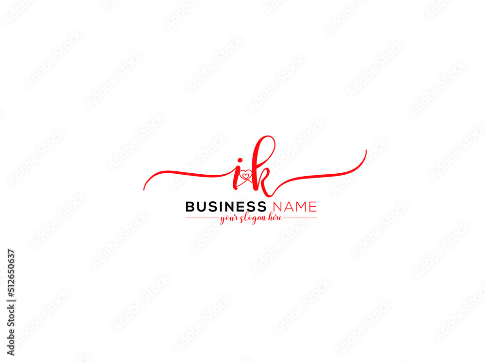 Creative IK Logo Icon, Signature Ik ki Fashion Letter Love Logo Image ...