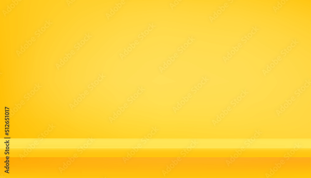 Yellow Background Empty Room Studio with shelf. Yellow Gallery room ...