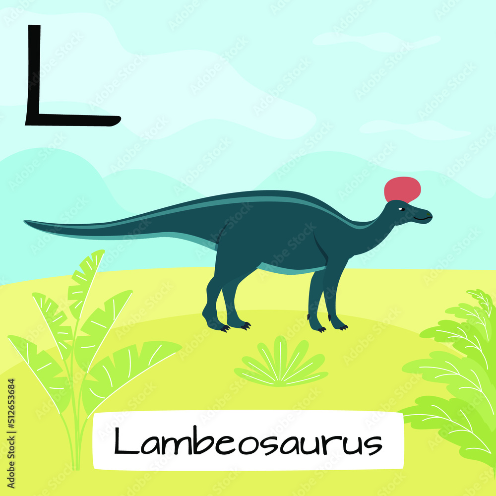 Lambeosaurus dinosaur. Letter L. Children's alphabet education. Vector ...