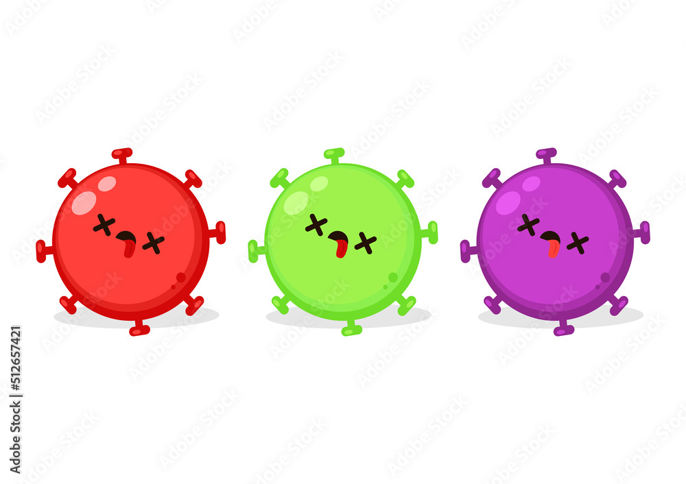 Cartoon with a dead coronavirus. Bacteria character vector. Covid 19 ...