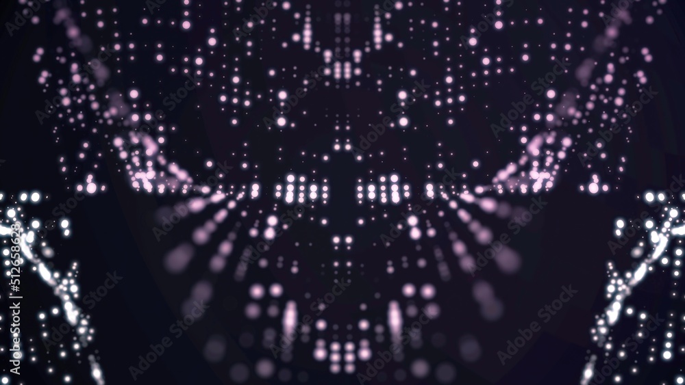 Moving Particle animation background. Flowing light dots on purple ...