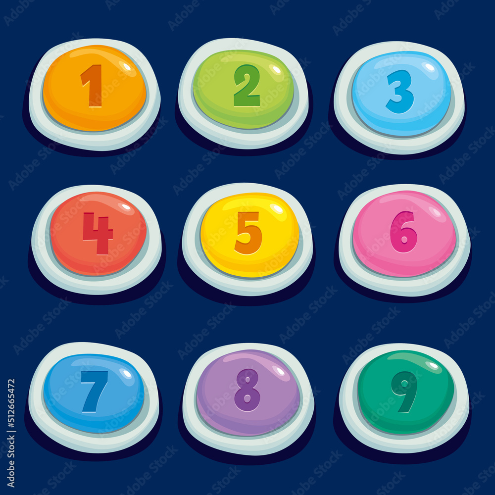 Colorful children numbers. Collection icon design for game, ui, banner ...