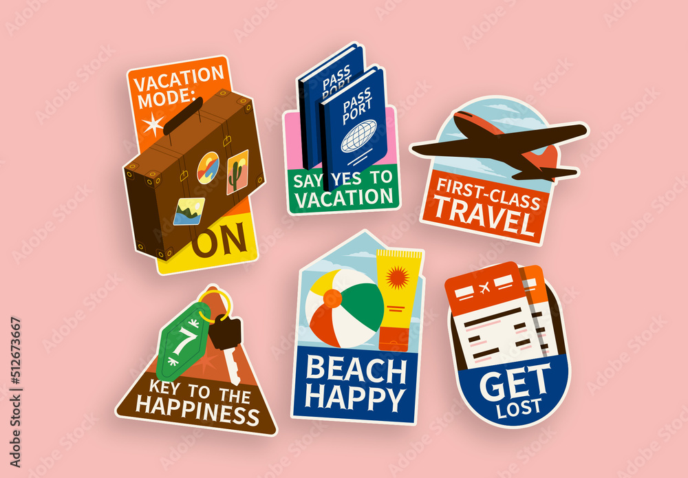 Travel Sticker Set Stock Template | Adobe Stock