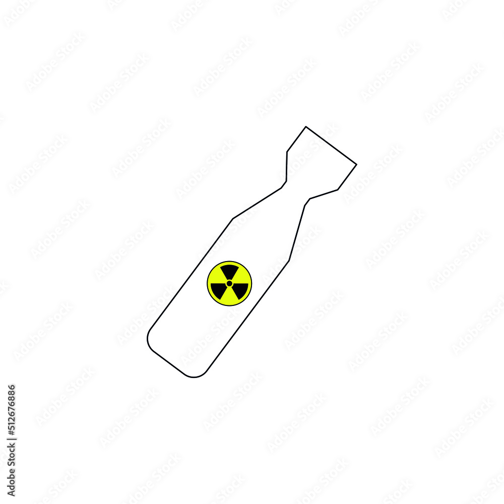 Atomic bomb, nuclear weapon simple outline, line icon vector ...