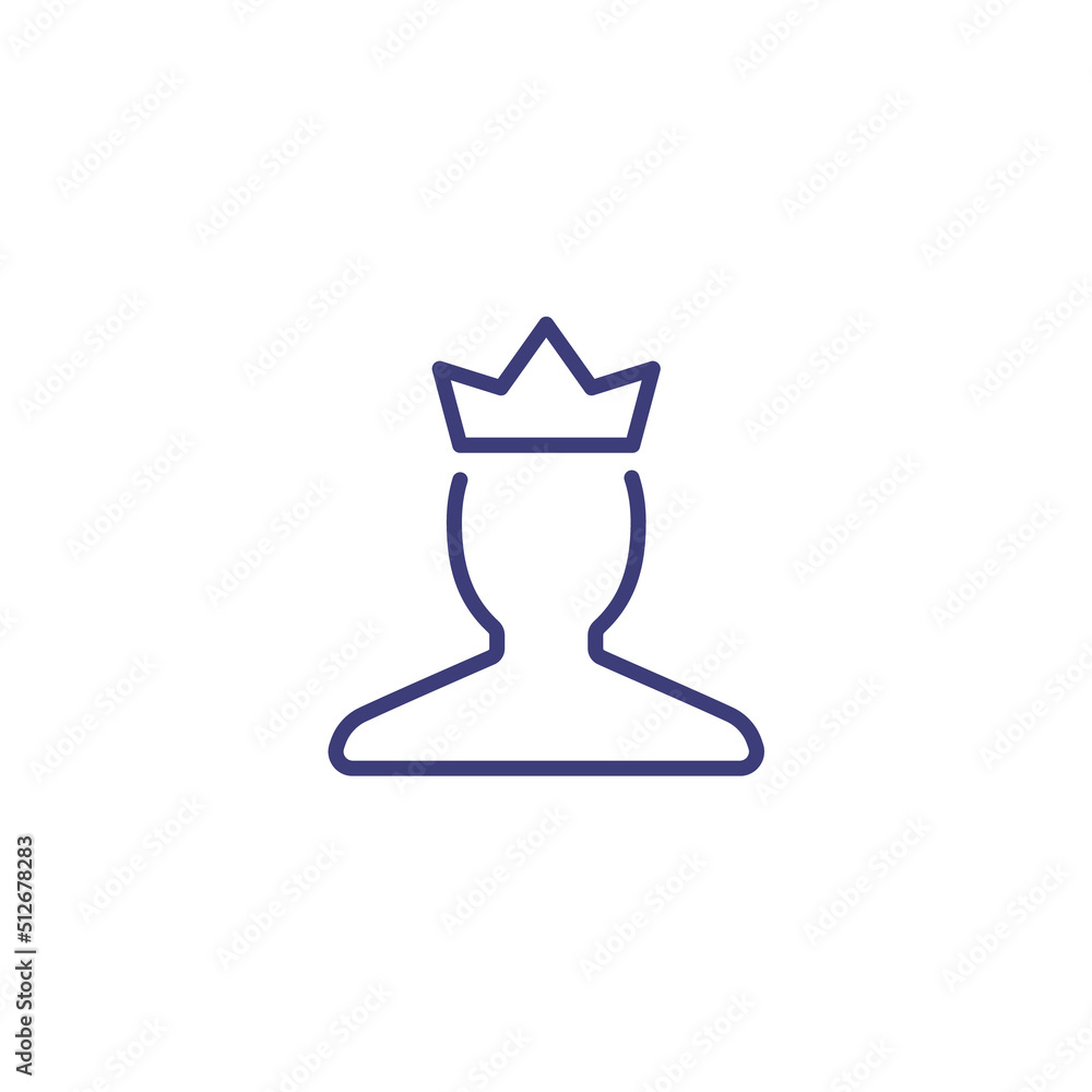 Customer membership client crown icon. VIP member king pictogram stroke ...