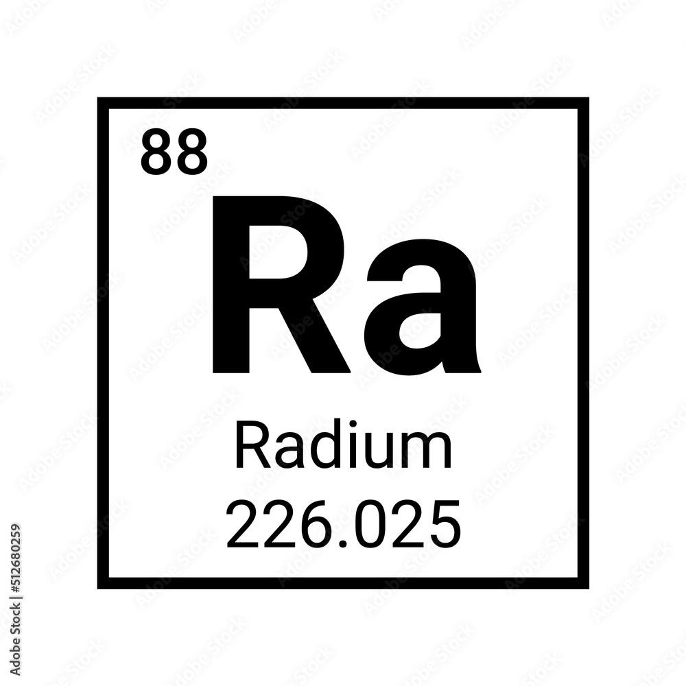 Radium mendeleev icon symbol. Radium atom element periodic table ...