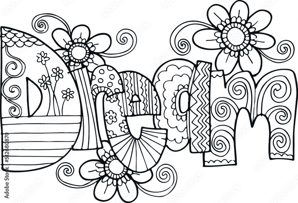 Coloring Page, Dream vector print Stock Vector | Adobe Stock