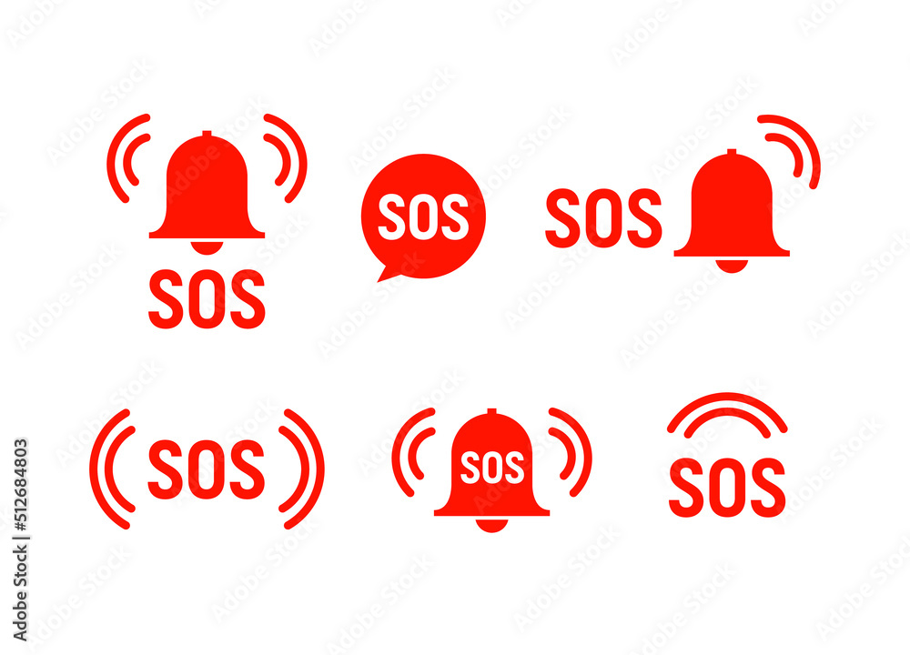 Vetor de Sos icon emergency alarm button. SOS sign symbol lifebuoy ...