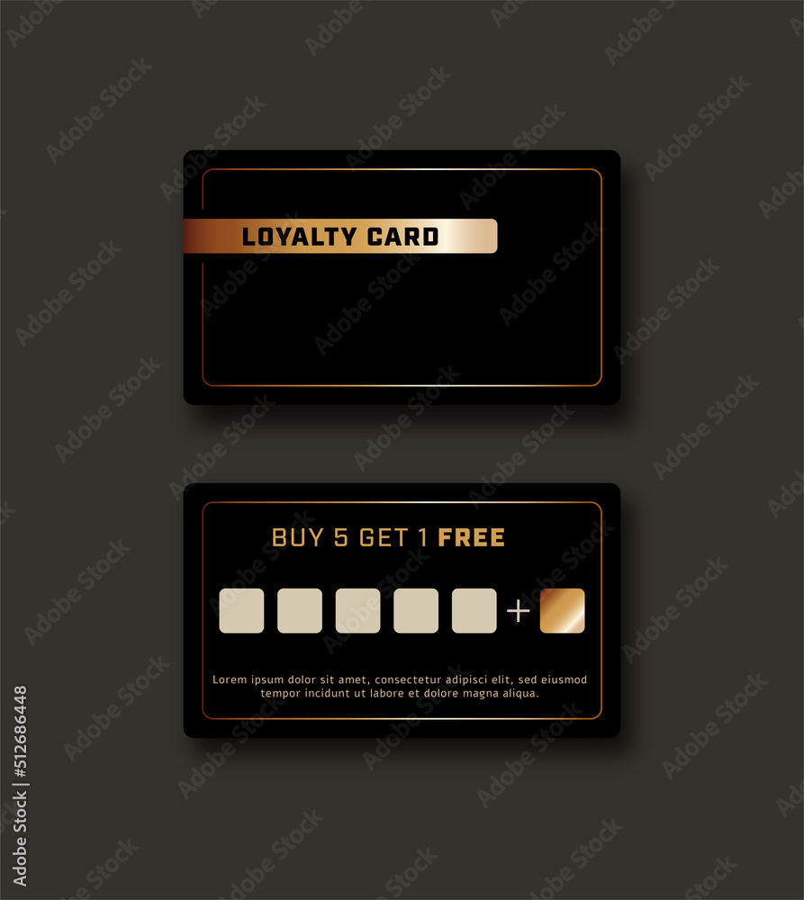 Vector bonus card, loyalty card template on black background with ...