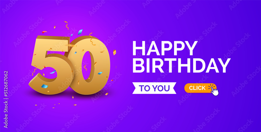 Anniversary birthday 50 years golden background. Happy vector poster 50 ...
