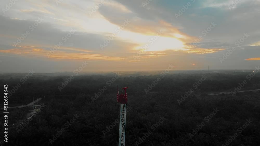 Cinematic Drone Shot of Onshore Drilling and Workover Rig structure and ...