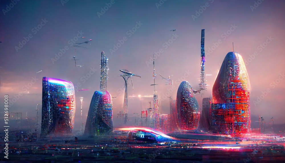 Smart city architecture digital IOT connected buildings and network ...