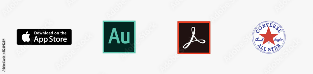 ADOBE AUDITION CC logo, ADOBE ACROBAT PRO DC logo, DOWNLOAD ON THE APP ...