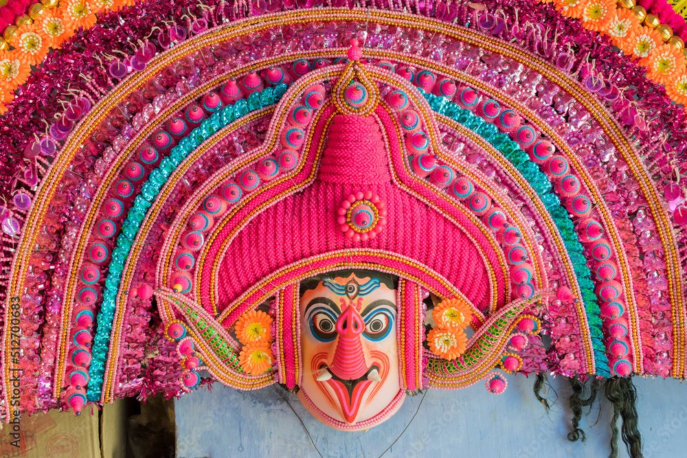 Colorful Chhau (or chhou) mask , handicrafts on display for sale - at ...