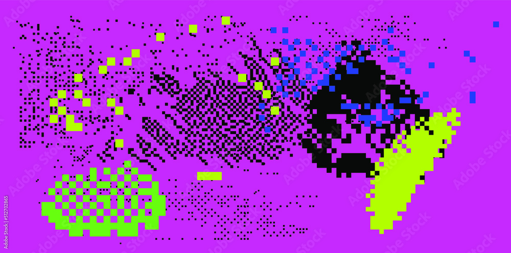 Pixel art illustration of a glitchy computer screen. Stock Vector ...