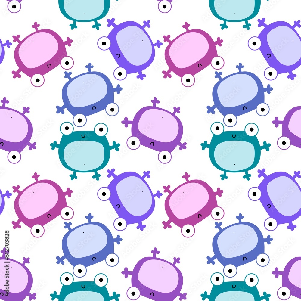 Cartoon seamless kawaii frogs pattern for kids and kindergarten and ...
