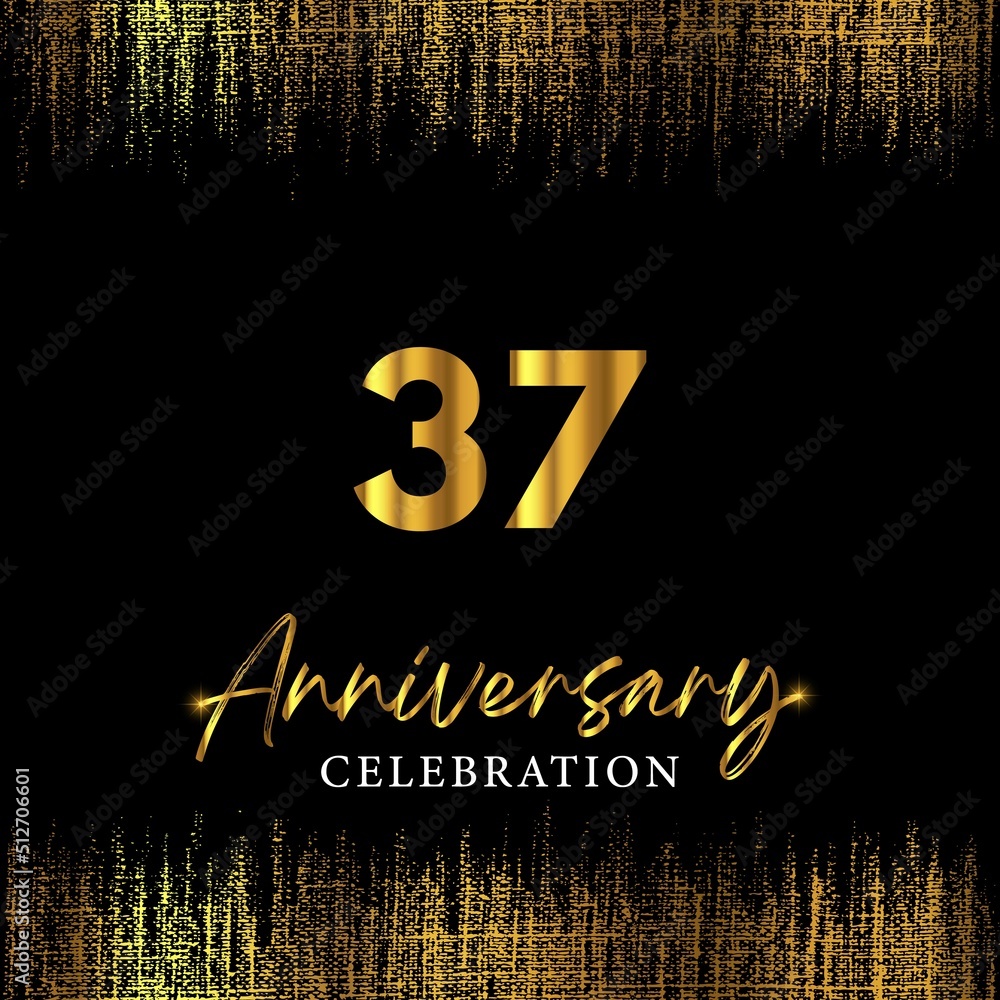 37 years anniversary celebration with gold texture borders and gold ...