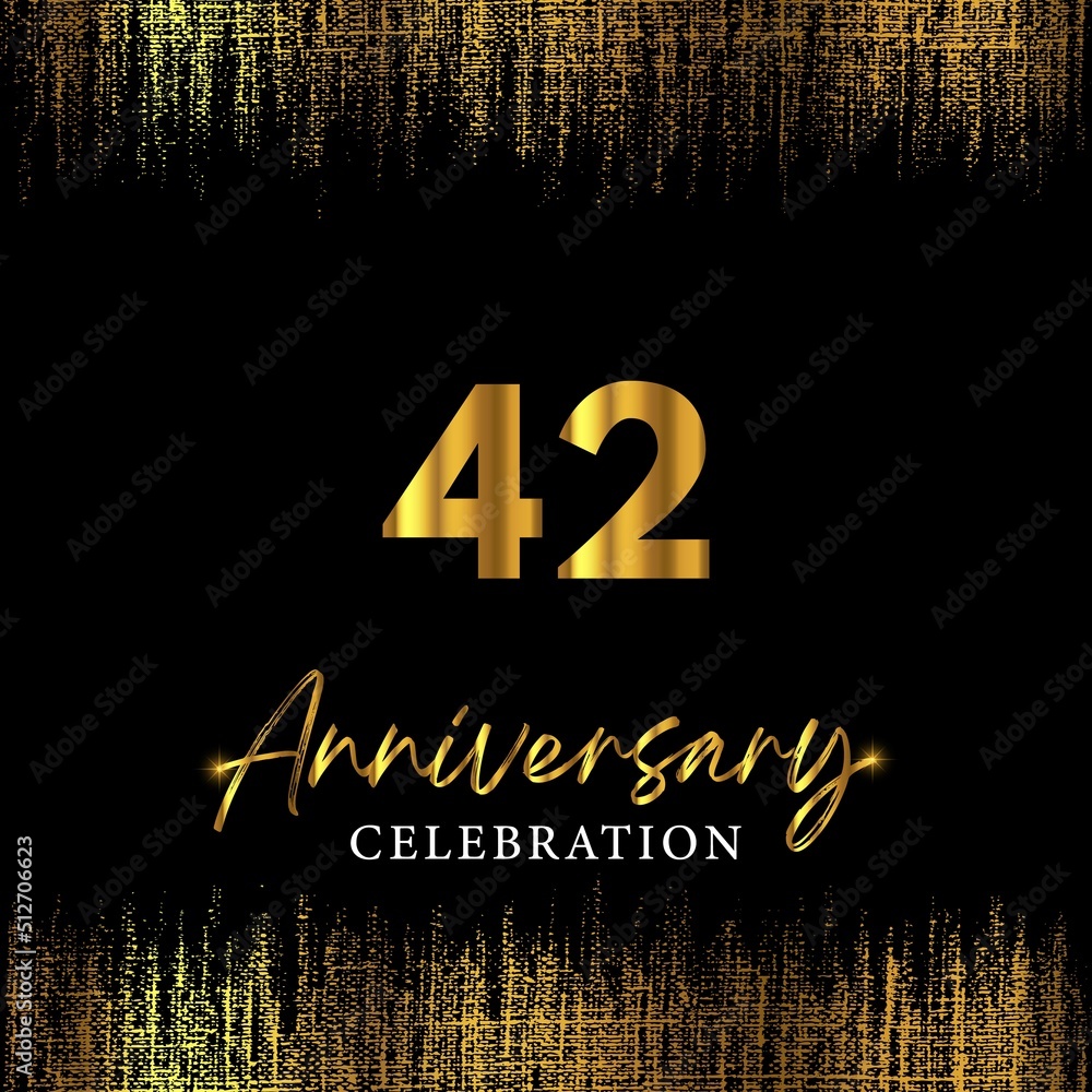 42 years anniversary celebration with gold texture borders and gold ...