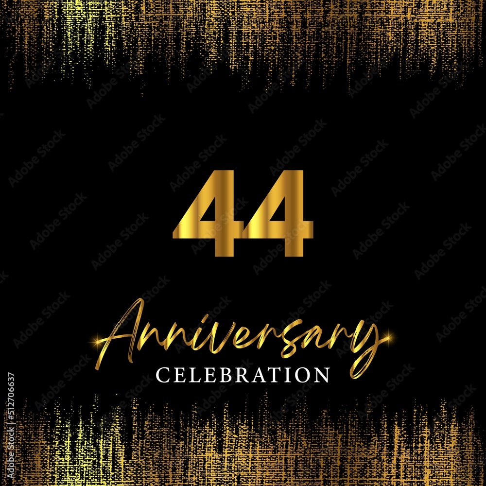 44 years anniversary celebration with gold texture borders and gold ...
