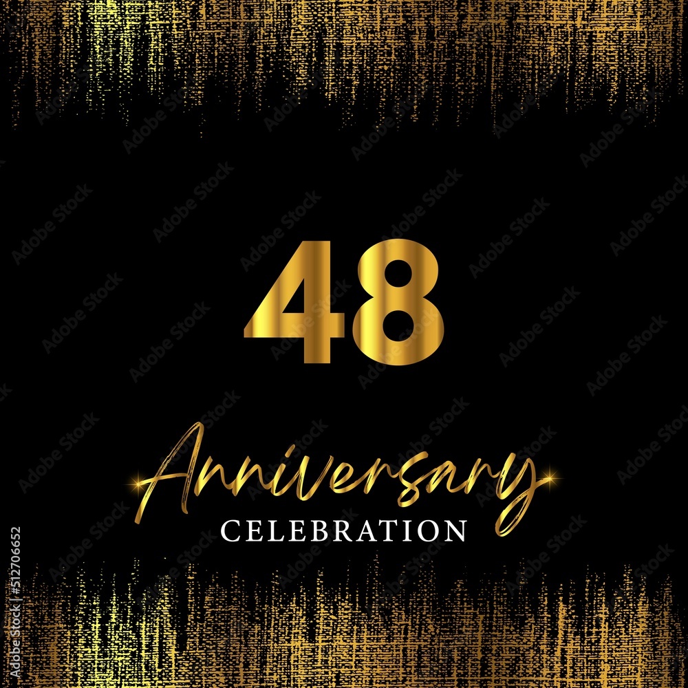 48 years anniversary celebration with gold texture borders and gold ...