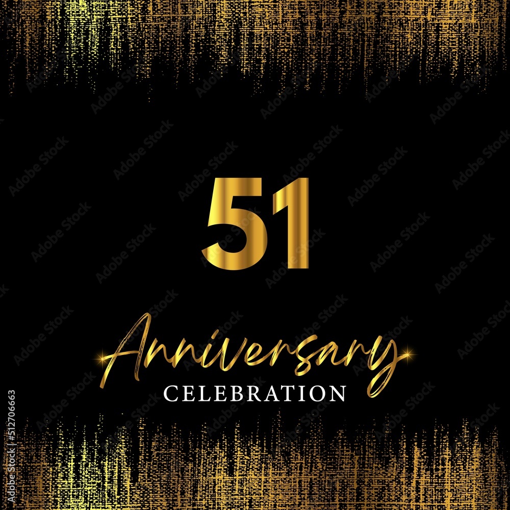 51 years anniversary celebration with gold texture borders and gold ...