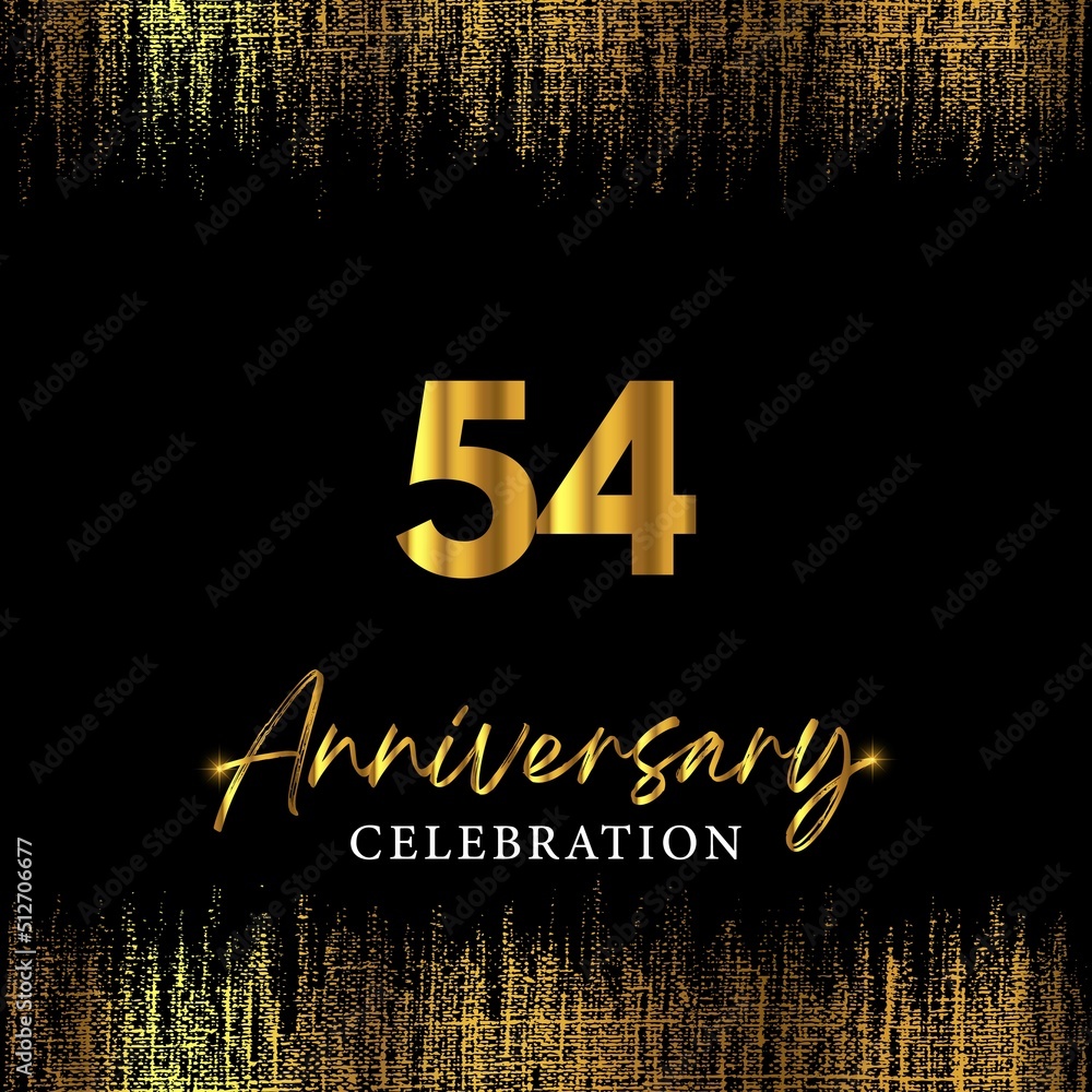 54 years anniversary celebration with gold texture borders and gold ...