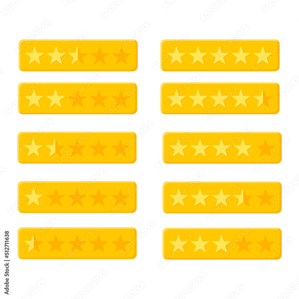 Yellow star rating Button illustration Stock Vector | Adobe Stock