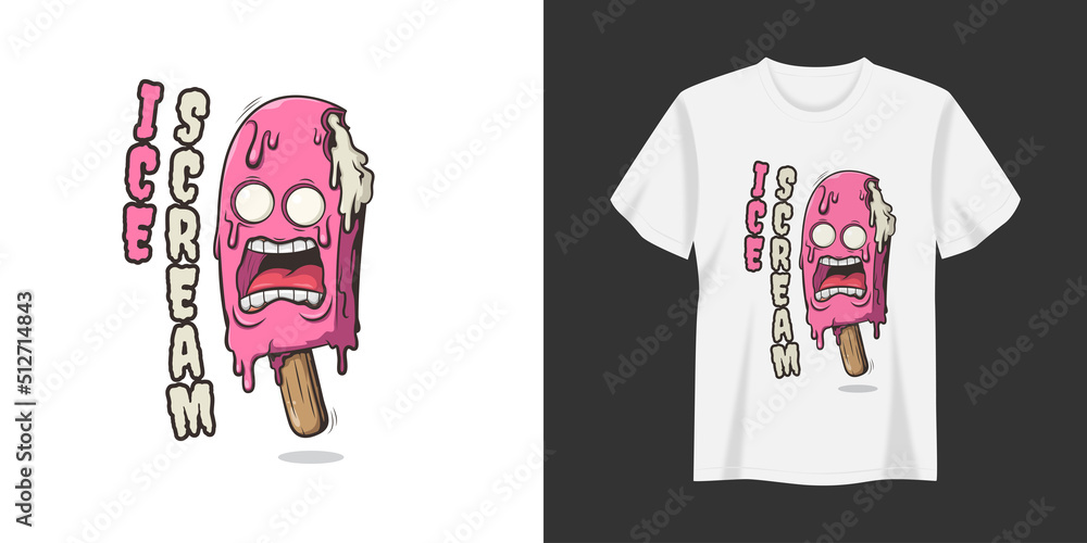 Ice Scream Illustration T-shirt and Apparel Printing Design Stock ...