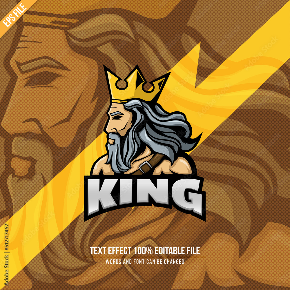 Editable Text Effect Esport Logo Team King Squad Stock Vector | Adobe Stock