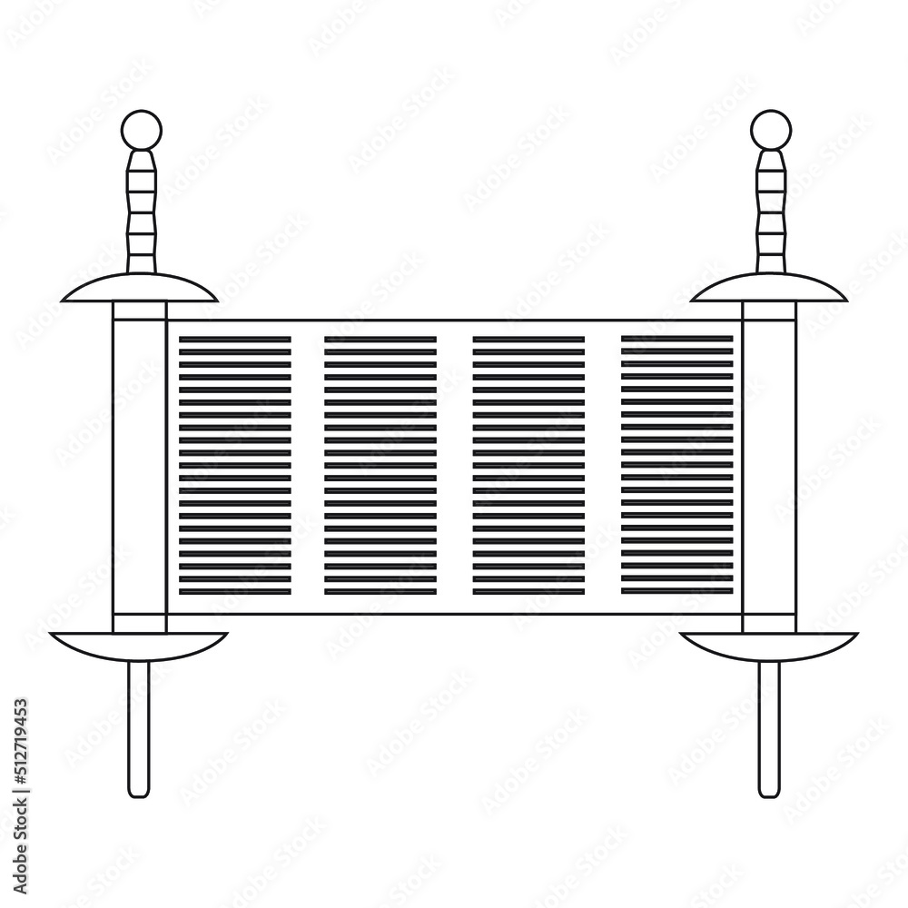 Torah Scroll Icon Vector Symbol Or Sign Of The Holy Jewish Book Of The