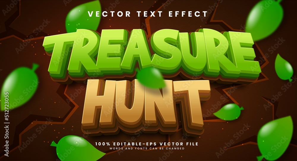 Treasure hunt editable vector text effect with a jungle theme. Stock ...