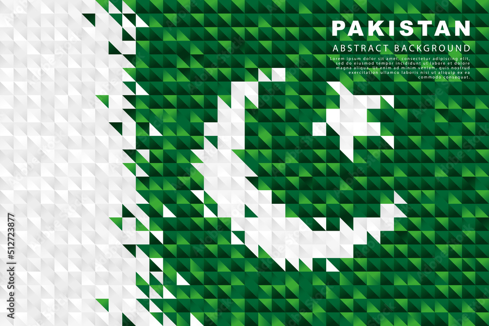 Flag of Pakistan. Abstract background of small triangles in the form of ...