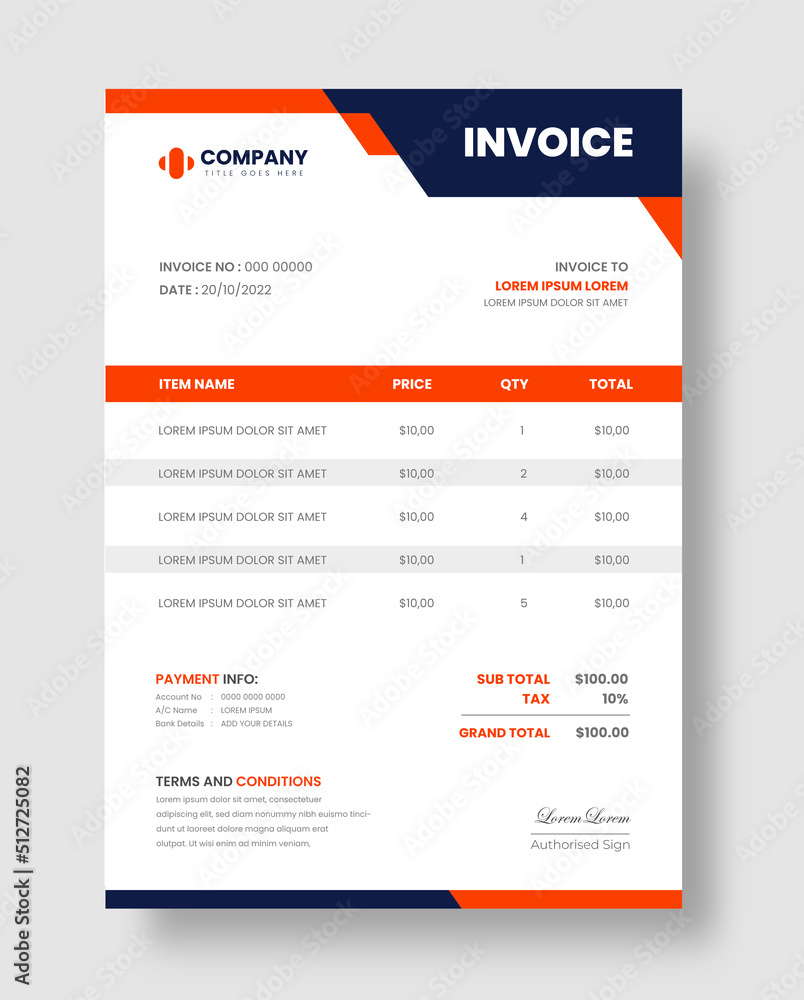 corporate modern minimal Business invoice form template. Invoicing ...